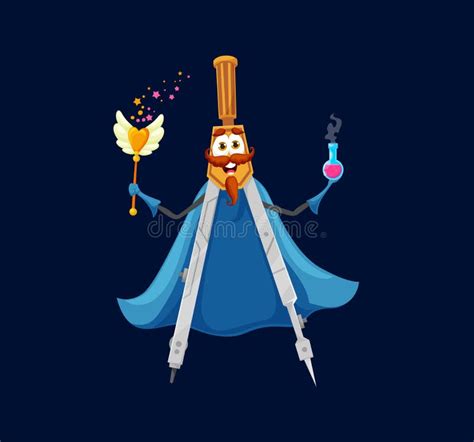 Cartoon School Compass Pair Mage Wizard Warlock Stock Vector