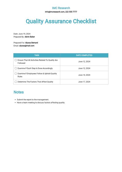 FREE Quality Checklist Templates Edit Download Template Net