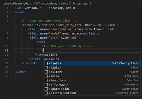 Code Snippet Untuk View Development Pada Odoo 17 PT Proweb Indonesia