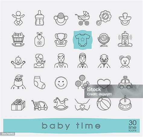 세트 꺾은선형 아이콘 베이비 케어 먹이기 및 재생입니다 카시트에 대한 스톡 벡터 아트 및 기타 이미지 카시트 색상 이미지 선 Istock