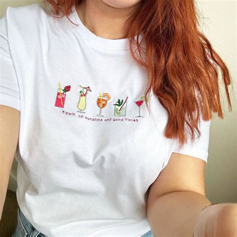 Cocktails Embroidered Tshirt By Love Jo Designs