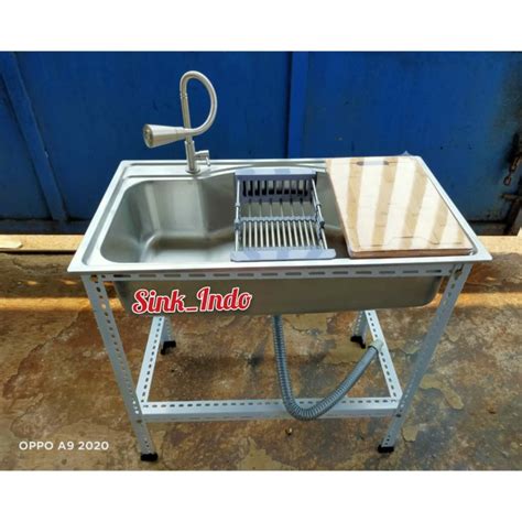 Jual Bak Cuci Piring Portable Wastafel Rak Kaki Kitchen Sink Set Kran Selan Kota Tangerang
