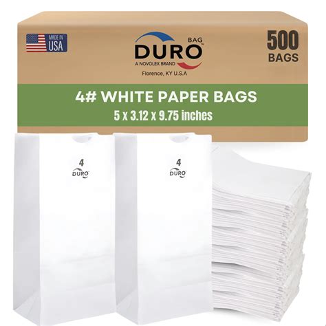 Duro 4 White Paper Bags 500 Count White Paper Lunch