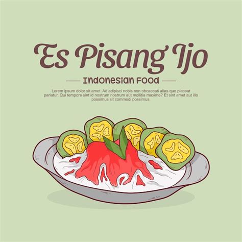 Premium Vector Hand Drawn Es Pisang Ijo Illustration