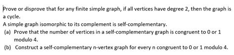 solved prove cycle or disprove that for any finite simple
