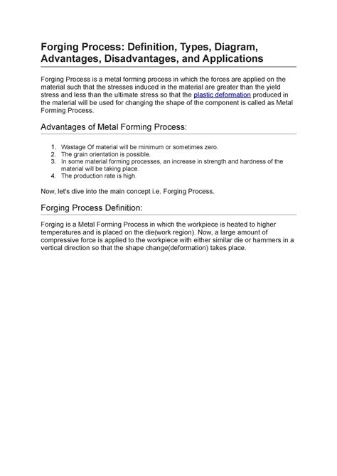 Forging Process Advantages Of Metal Forming Process Wastage Of