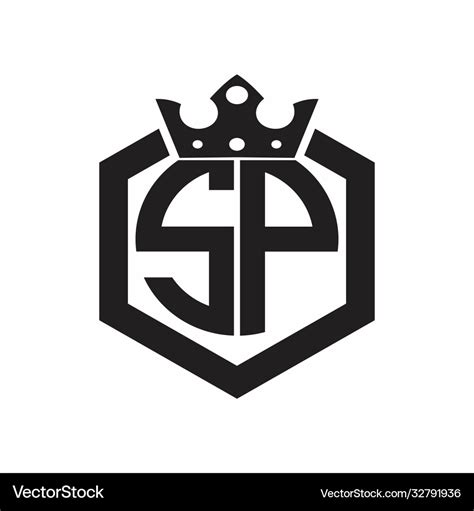 Sp Logo Monogram Rounded Hexagon Shape Royalty Free Vector