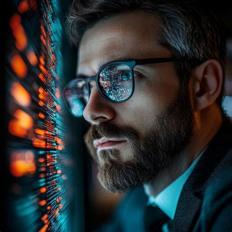 Cyber Security Expert Analyzing Threats In Hightech Environment Premium Ai Generated Image
