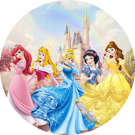 Painel 3d Festa Redondo 1 50 Malha Sublimado Princesas R 78 Todas