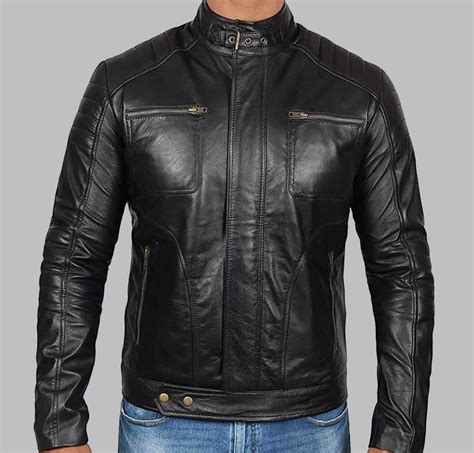 Oregon Black Leather Mens Cafe Racer Jacket Cafe Racer Jacket High