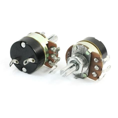 B500k 500k Ohm Shaft Linear Switch Carbon Rotary Taper Potentiometer 2