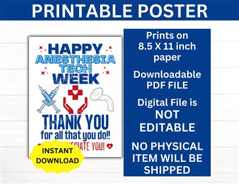 Anesthesia Tech Week Printable Bundle Anesthesia Technician Week Sign