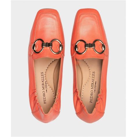 Mocasines Planos Pedro Miralles Sevilla Piel Natur Color Naranja