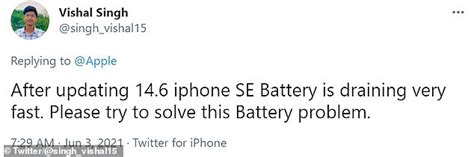 Iphone Users Say Horrific Apple Ios Update Is Draining Their Battery Daily Mail Online