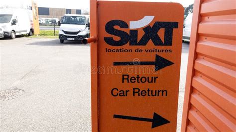 Sixt Orange Logo Brand And Text Sign Rent Car Return Station Rental Vehicle Editorial Stock