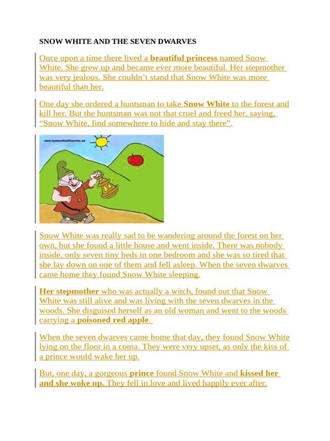 Snow White And The Seven Dwarves Pdf Snow White Cinderella