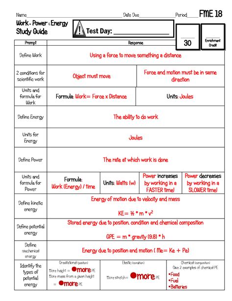 Free Work Energy And Power Worksheet Answers Download Free Work Energy