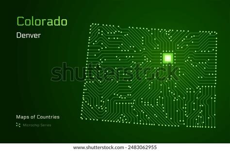 Colorado Map Capital Denver Shown Microchip Stock Vector Royalty Free 2483062955 Shutterstock