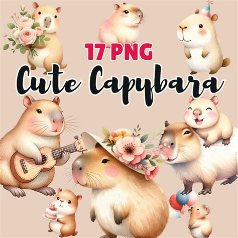 17 Png Cute Capybara Clip Art Bundle Capybara Png For T Shirt Mugs