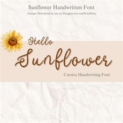 Sunflower Font Handwritten Signature Script Font Cursive Font Chic Font Fonts For Goodnotes