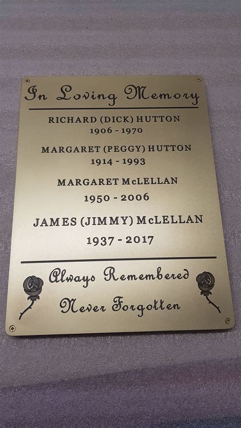 Engraved Brass Memorial Plaque Memorial Plaque Plaque Memories