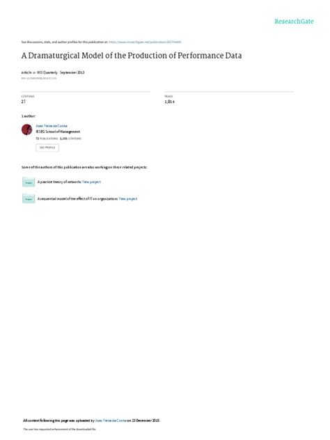 A Dramaturgical Model Of The Production Of Performance Data Pdf