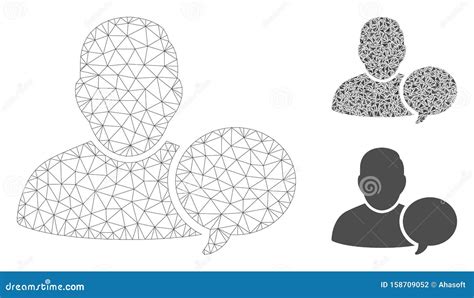 User Hint Balloon Vector Mesh Carcass Model And Triangle Mosaic Icon
