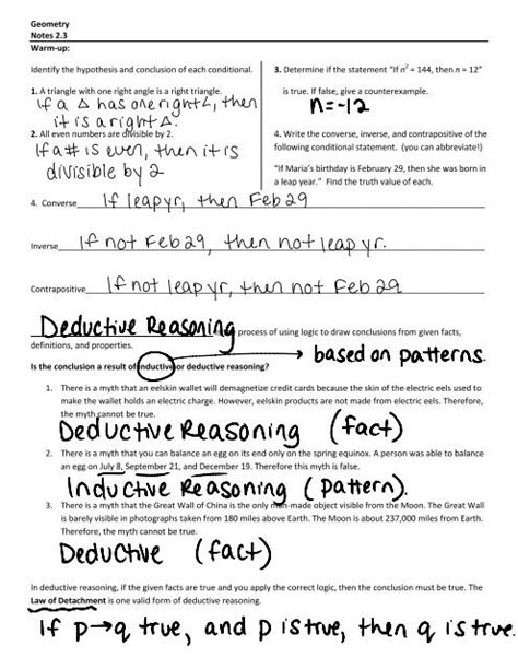 Geometry Notes 2 3 Warm Up Identify The Hypothesis And
