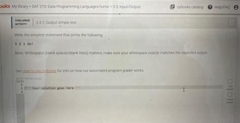 Solved Write The Simplest Statement That Prints The