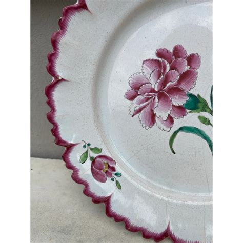 18th Century French Faience Carnation Plate Sceaux Chairish