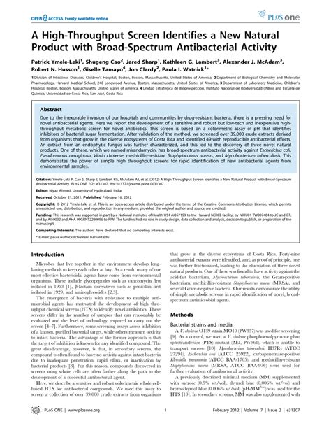 Pdf Correction A High Throughput Screen Identifies A New Natural