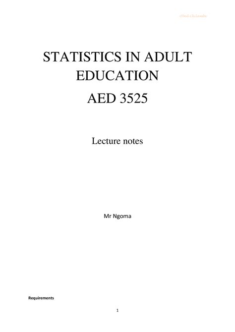 Aed 3525 Lecture Notes Statistics Statistics In Adult Education Aed