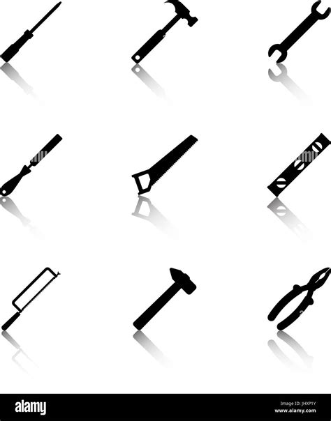Set Of Black Tools With Reflection Stock Vector Image And Art Alamy