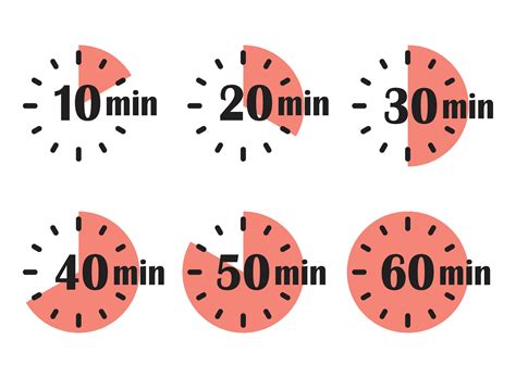 From 10 Minites To 60 Minutes On Stopwatch Icon In Flat Style Clock Face Timer Illustration On