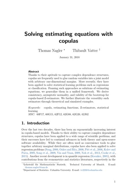 pdf solving estimating equations with copulas