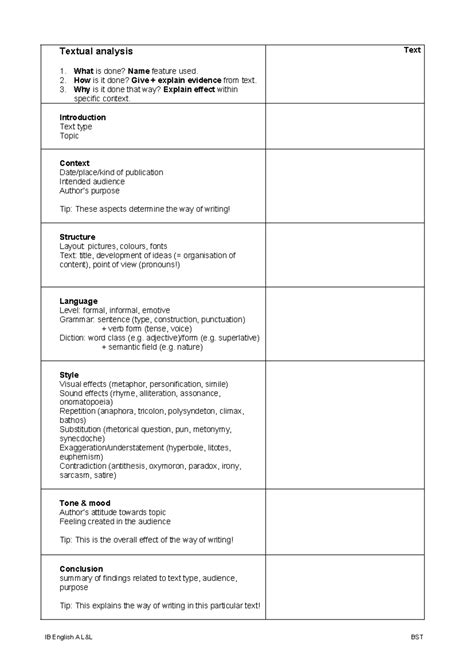 Ib Textual Analysis Grid Textual Analysis 1 What Is Done Name Feature Used 2 How Is It