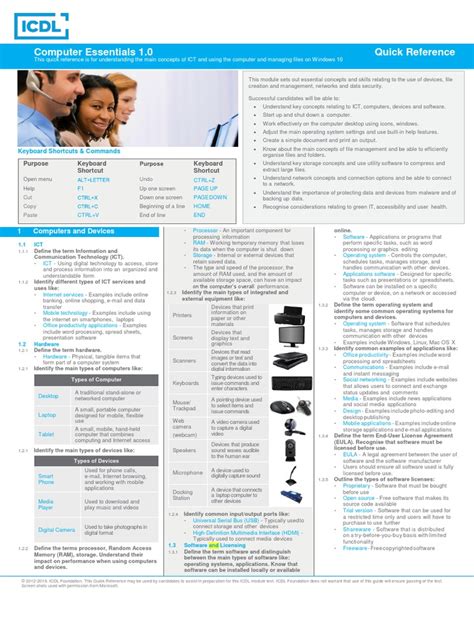 Icdl Computer Essentials 10 Qrg Pdf Icon Computing Operating