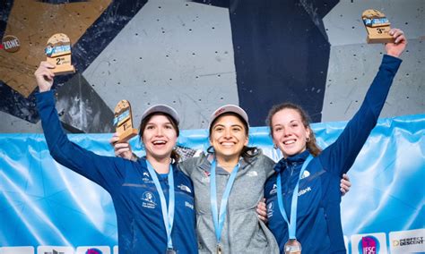 Coupe du monde d escalade Oriane Bertone et Nailé Meignan sur le podium à Salt Lake City