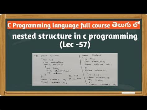 Nested Structures In C Programming Srttelugulectures Youtube