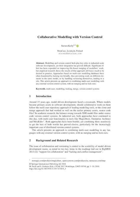 Pdf Collaborative Modelling With Version Controlcollaborative