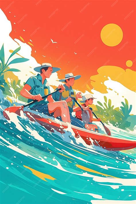 Friends Taking A Paddleboarding Lesson Premium Ai Generated Vector