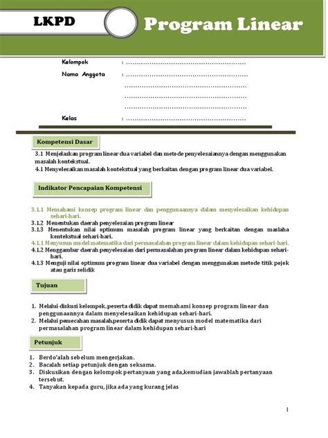 Lkpd Program Linear Pdf