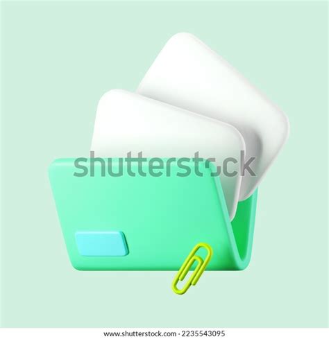 3d Green File Folder Icon Document Stock Vector Royalty Free