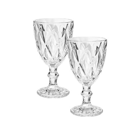 Jogo 2 Taça Diamante Copo Vidro Transparente Bico De Jaca 340ml