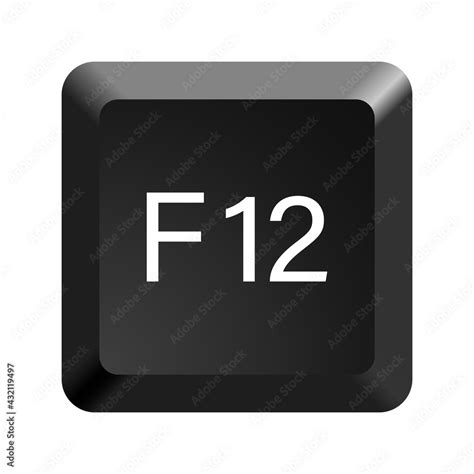 key with with f12 symbol black computer keyboard button icon vector