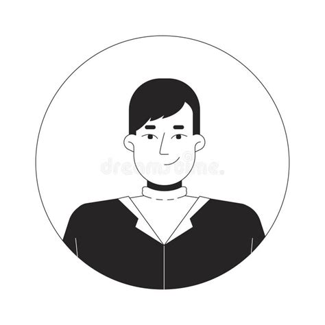 Caucasian Man Side Swept Bangs Black And White 2d Vector Avatar