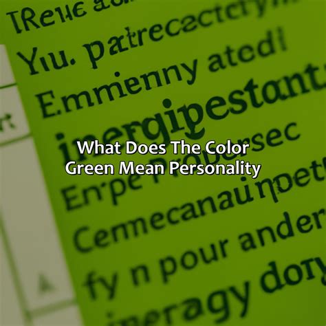 What Does The Color Green Mean Personality