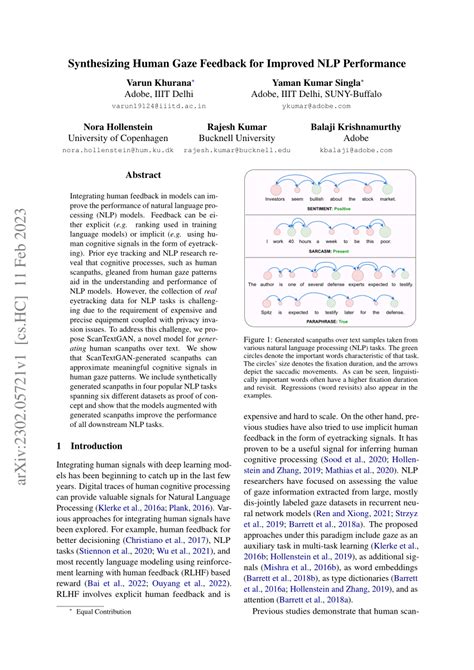 pdf synthesizing human gaze feedback for improved nlp performance
