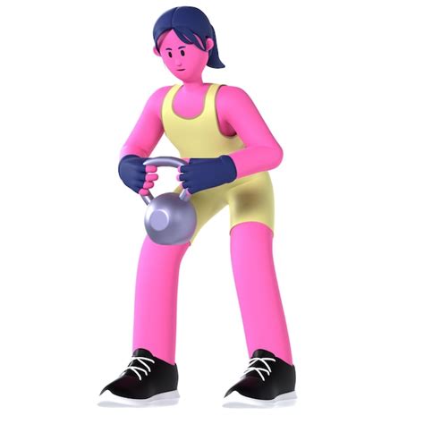 Premium Psd Girl Sport Kettlebell Workout Fitness