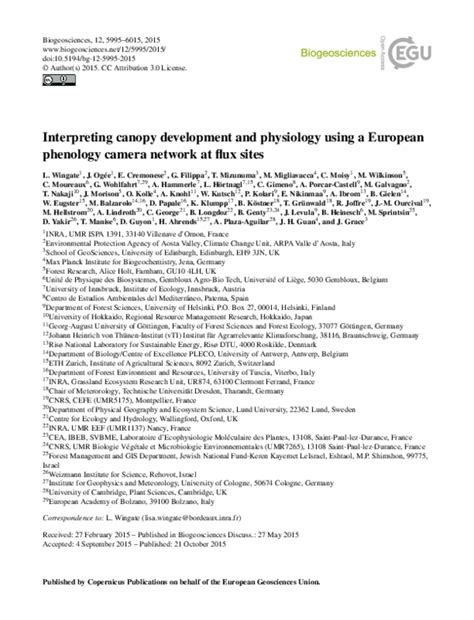 Pdf Interpreting Canopy Development And Physiology Using A European Phenology Camera Network